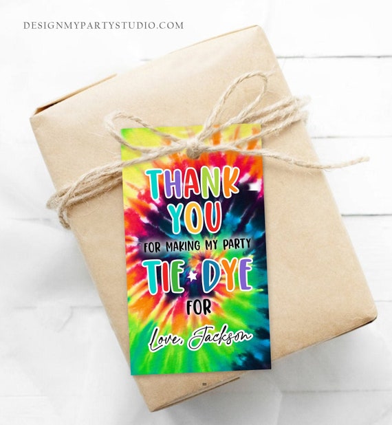 Editable Tie Dye Favor Tags Gift Tag Boy Tie Dye Birthday Thank You ...