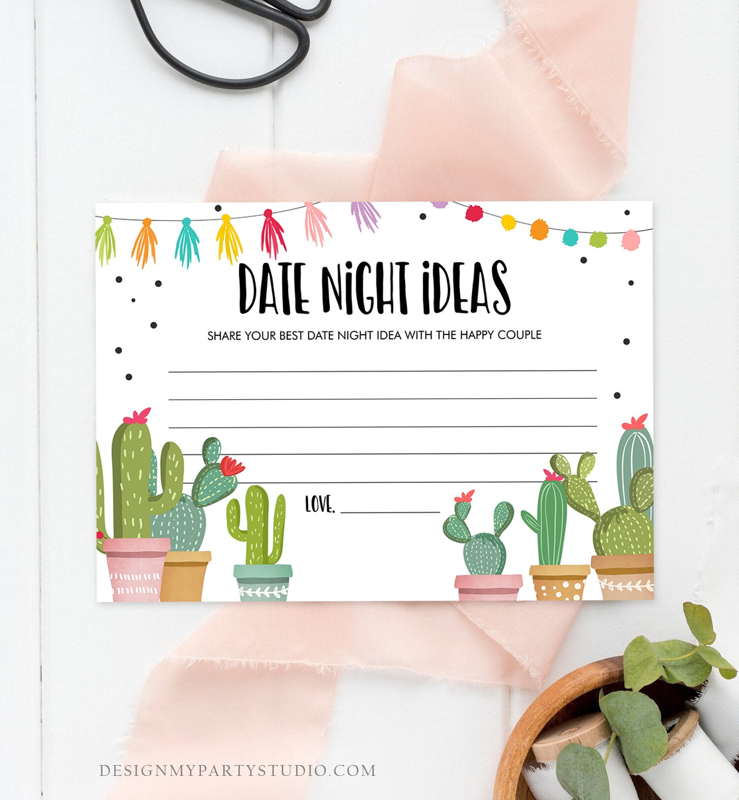 Editable Date Night Ideas Bridal Shower Game Idea Card Advice - Etsy