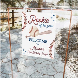 Editable Baseball Birthday Welcome Sign Rookie of the Year Little ...