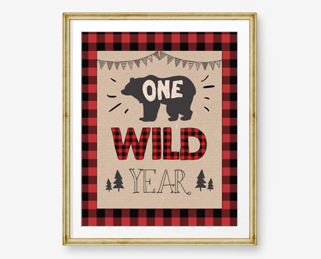 One Wild Year Table Sign Outdoor Wild One Photo Prop Lumberjack Party ...