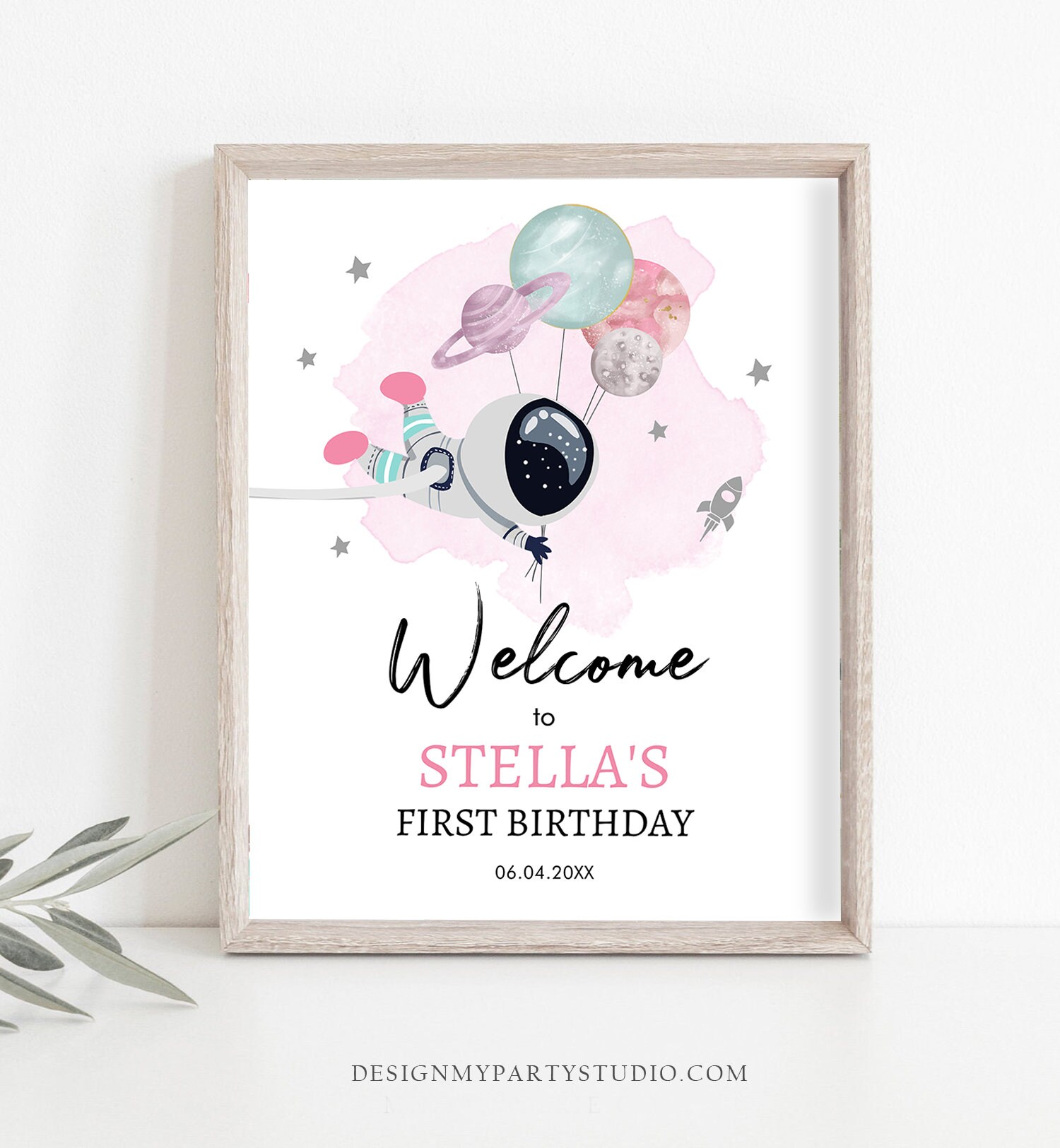 Editable Outer Space Birthday Welcome Sign 1st Birthday Girl - Etsy