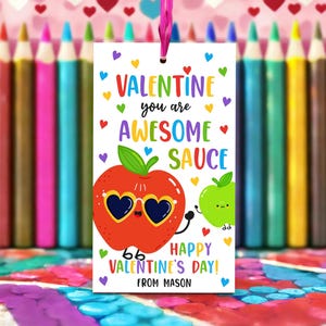 Editable You're Awesome Sauce Valentines Day Gift Tag Applesauce Fruit ...