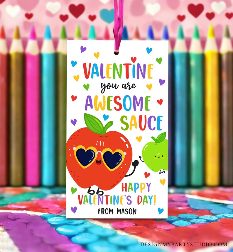 Editable You're Awesome Sauce Valentines Day Gift Tag Applesauce Fruit ...
