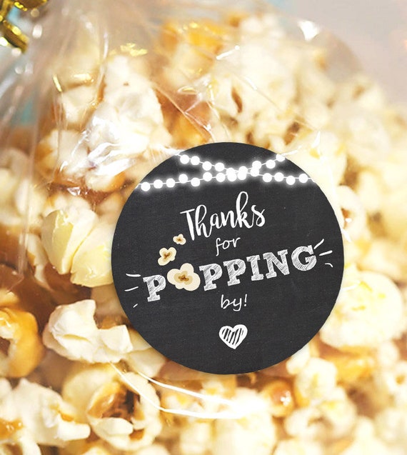 Thanks for popping by Gift Tag Birthday party favor tag Popcorn Favor ...