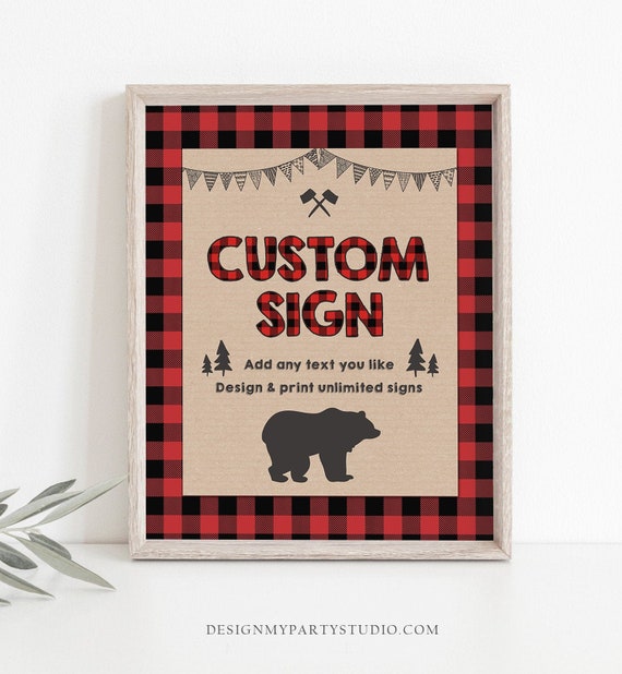 Editable Custom Sign Lumberjack Sign Lumberjack Birthday Lumberjack ...