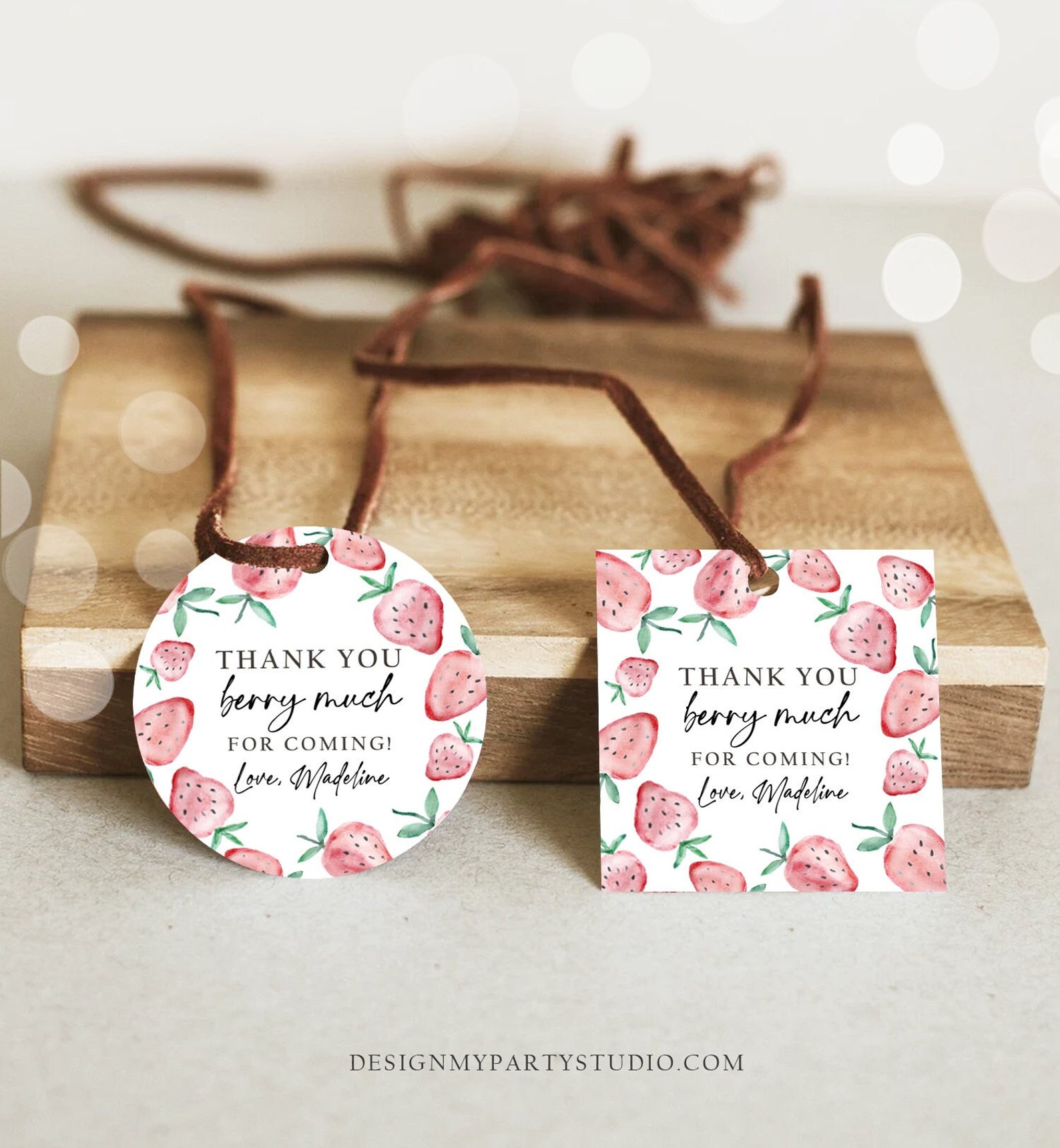 Editable Strawberry Favor Tag Strawberry Birthday Thank You Gift Tag ...