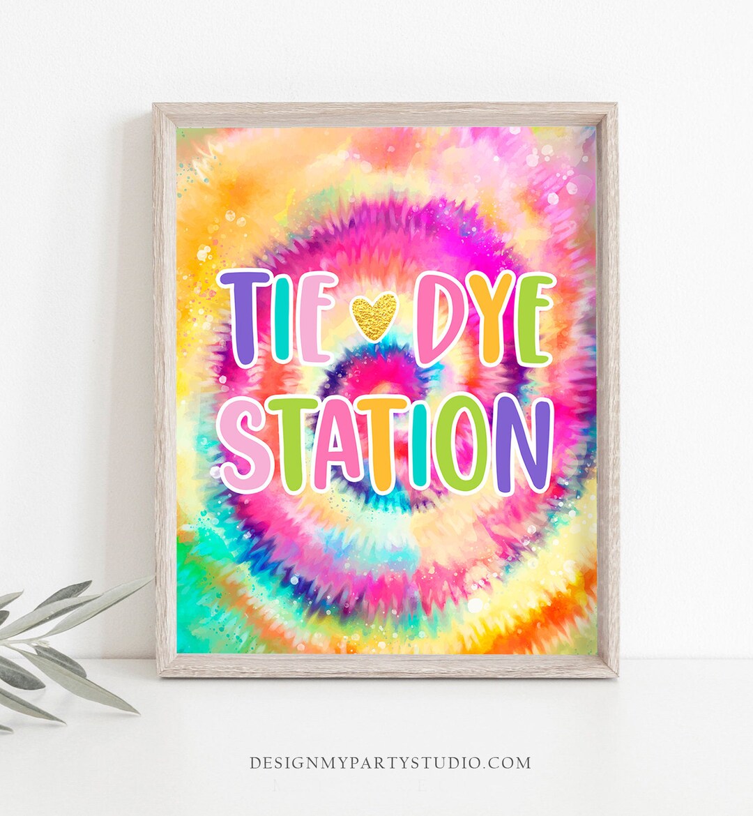 Tie Dye Station Sign Rainbow Tie Dye Birthday Party Girl - Etsy