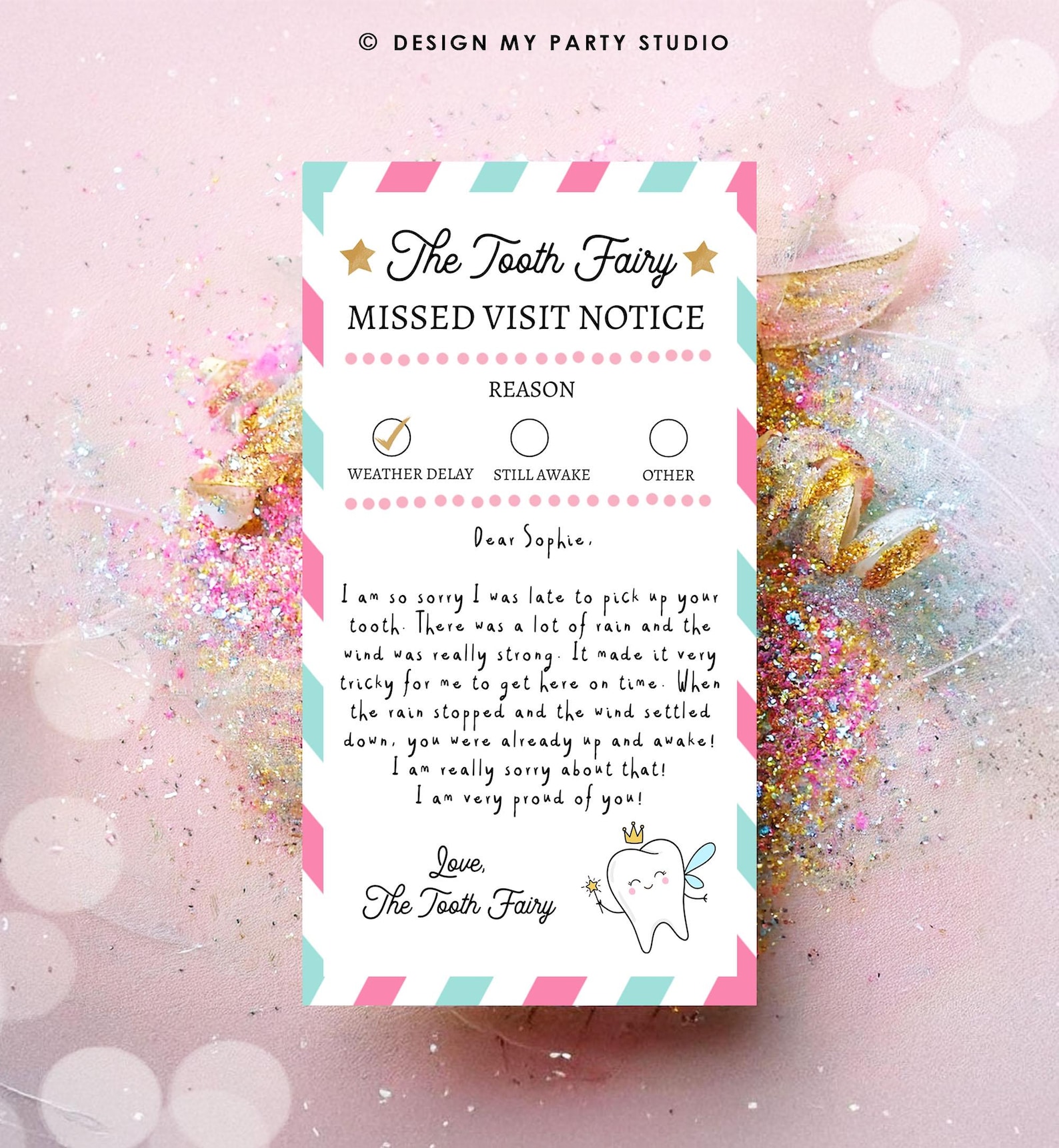 Editable Tooth Fairy Apology Note Official Fairy Note Missed Visit ...
