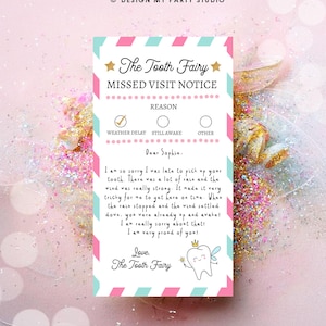 Editable Tooth Fairy Apology Note Official Fairy Note Missed Visit ...