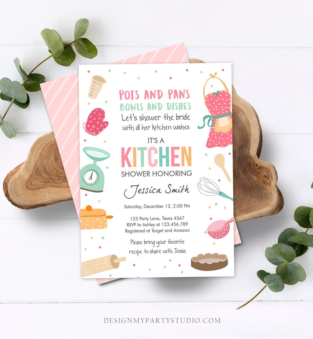 Editable Stock the Kitchen Bridal Shower Invitation Cooking Kitchen ...