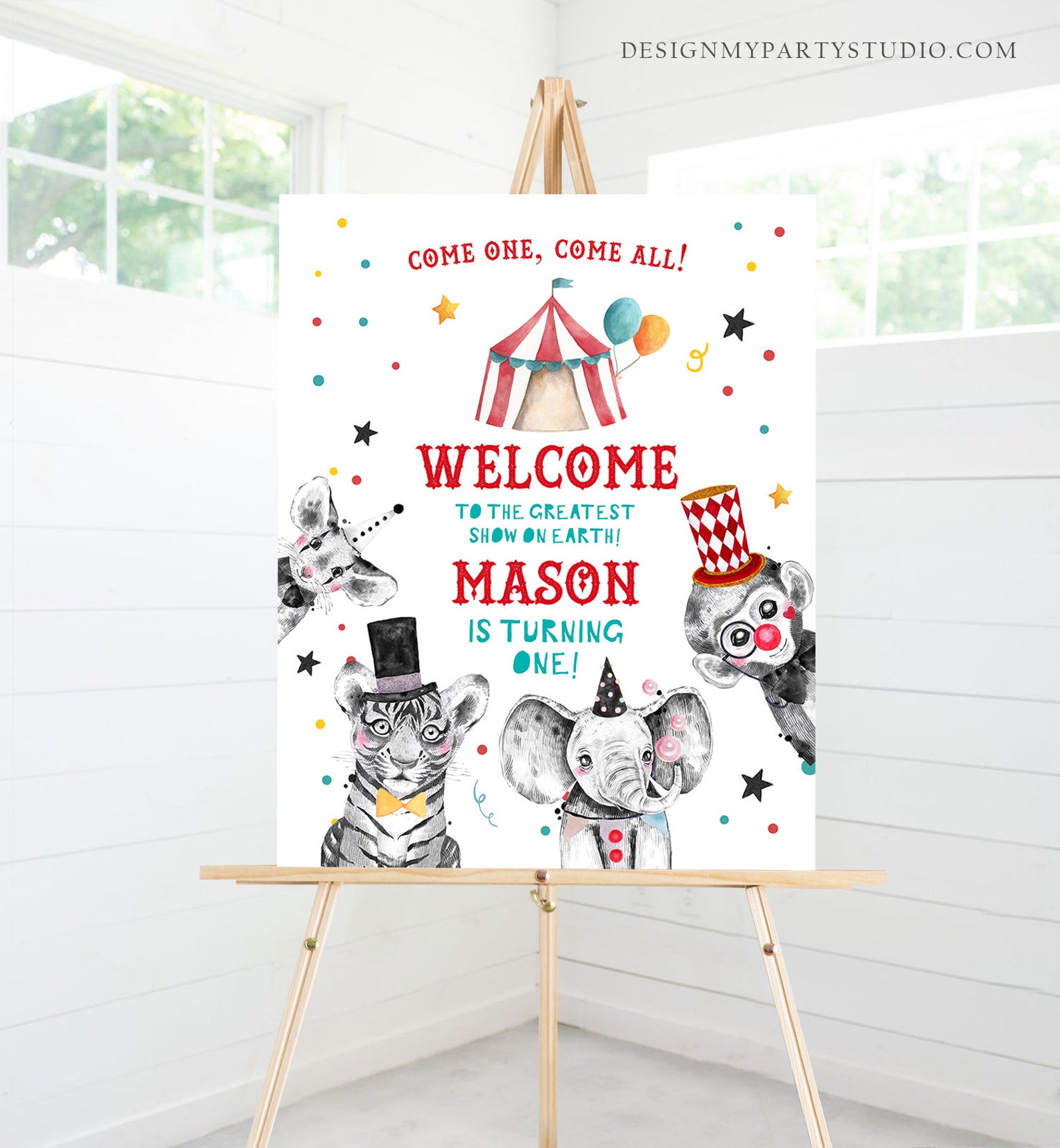 Editable Circus Welcome Sign Carousal Birthday Sign Carnival | Etsy