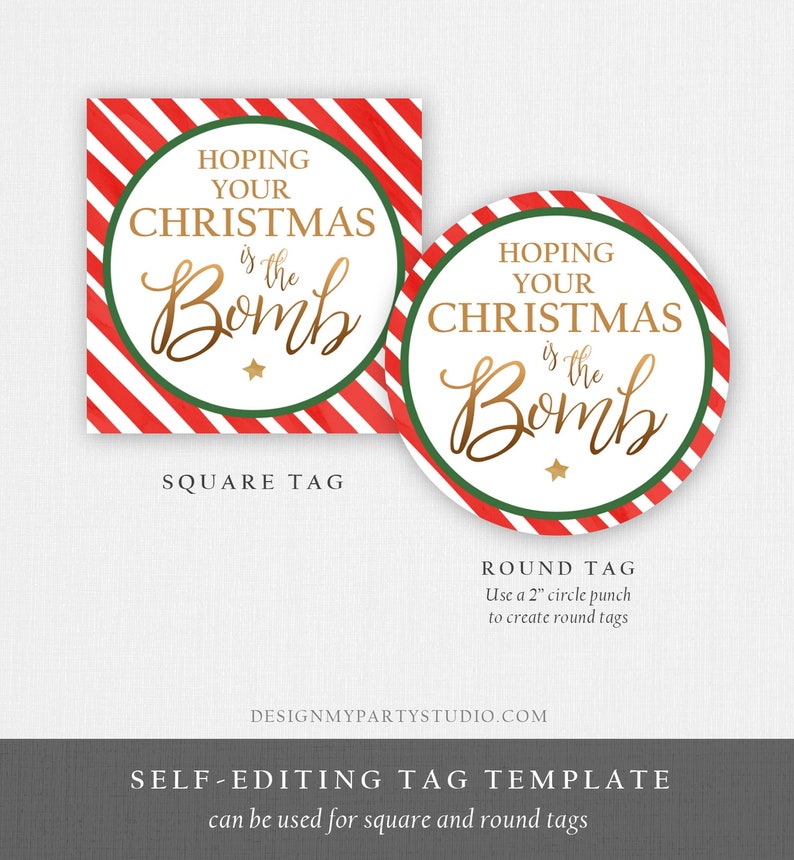 Editable Bomb Tags Hoping Your Christmas is the Bomb Bath Bomb - Etsy