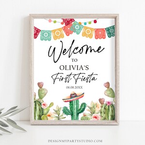 Editable Fiesta Cactus Welcome Sign First Fiesta Birthday Welcome ...