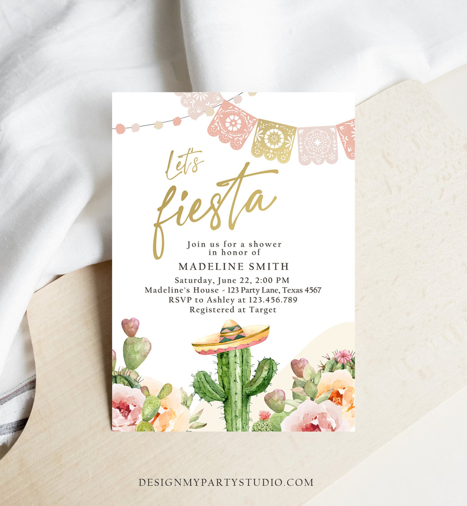 Editable Fiesta Bridal Shower Invitation Couples Shower Mexican Cactus ...