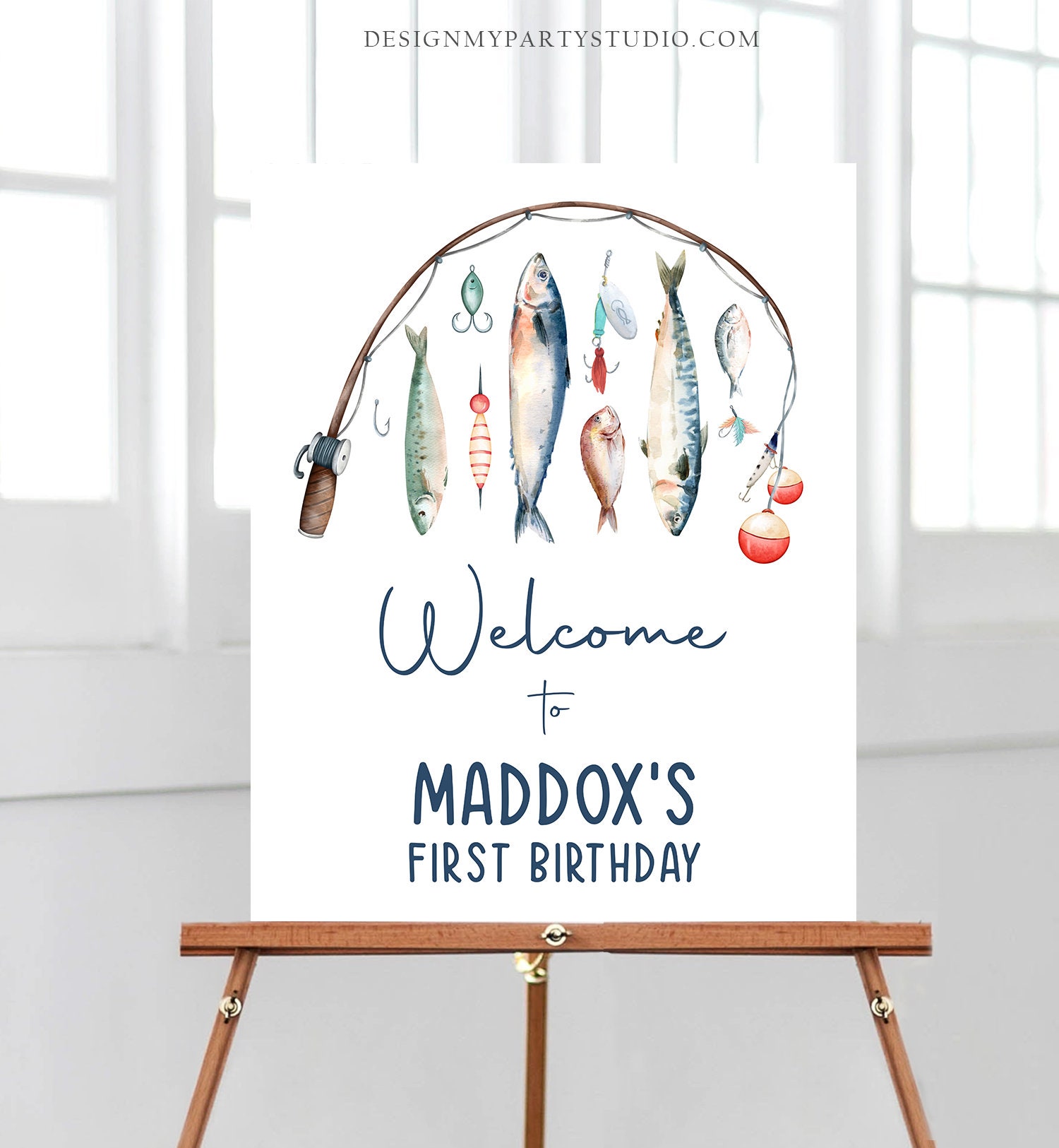 Editable Fishing Birthday Welcome Sign 1st Birthday Boy the Big One O ...