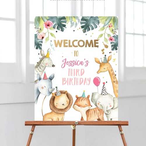 Editable Safari Animals Welcome Sign Party Animals Sign Zoo - Etsy