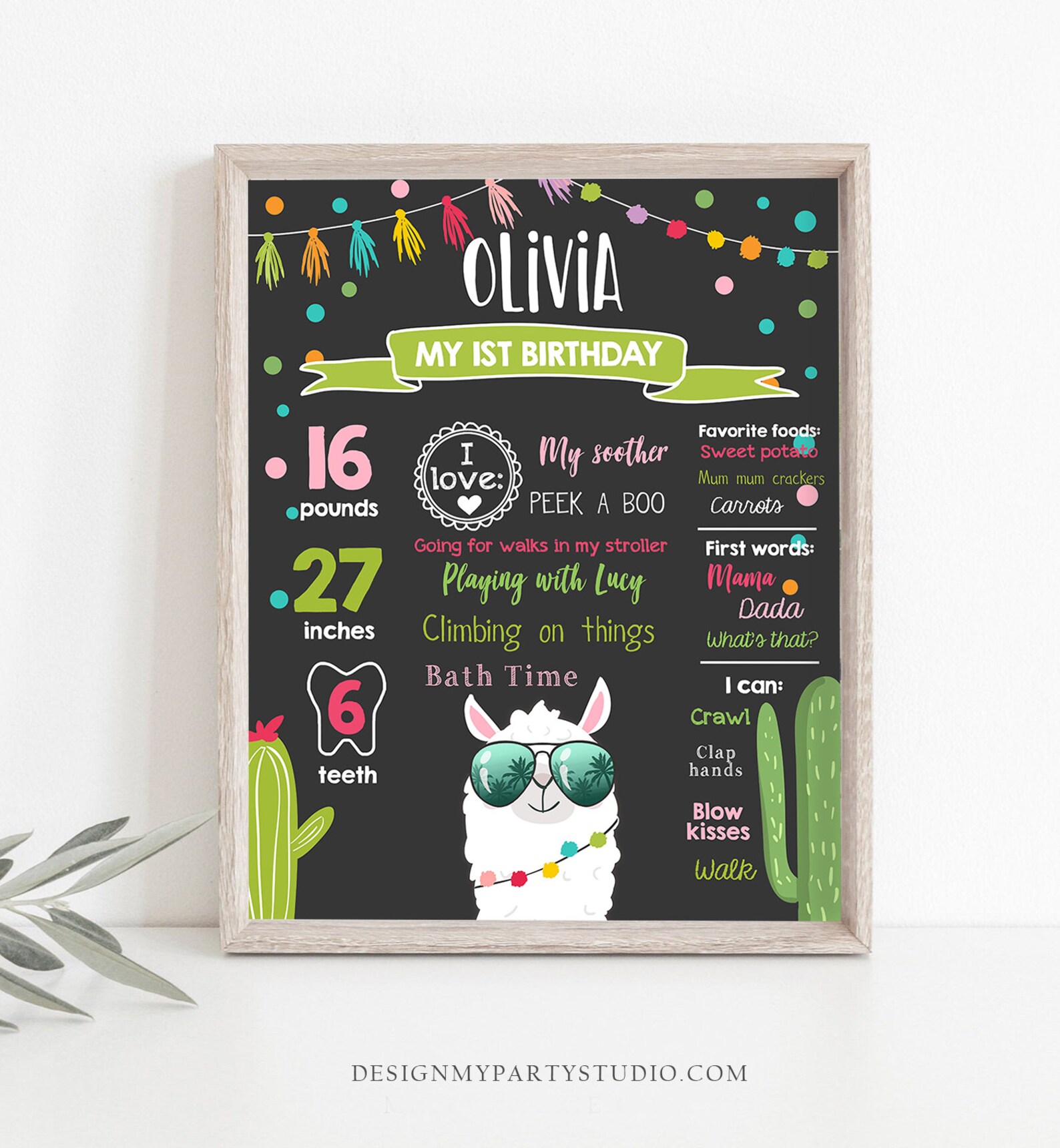 Editable Llama Birthday Milestones Sign Fiesta Mexican Alpaca - Etsy