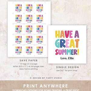 Editable Summer Teacher Thank You Gift Tag Kids Last Day of School ...