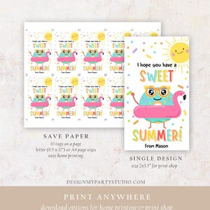 Editable Donut Sweet Summer Teacher Appreciation Tag End of Year Summer ...