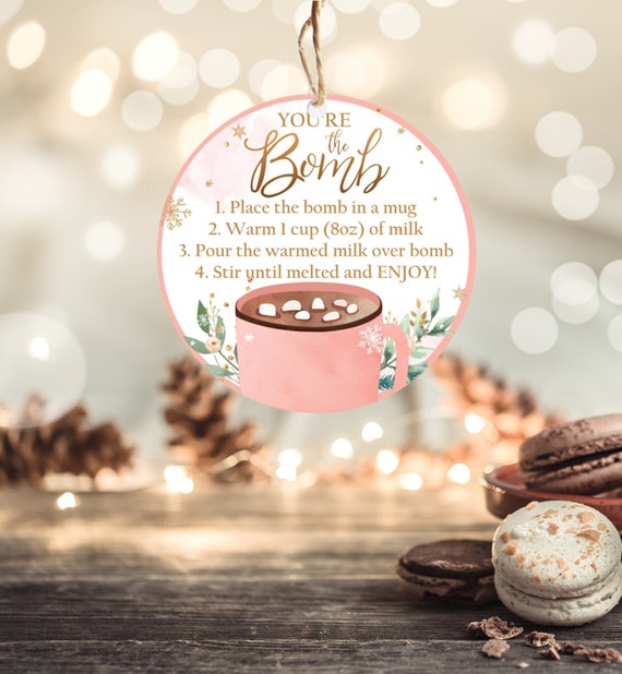 Editable Hot Chocolate Bomb Tags Bomb Instructions Cookies and Cocoa ...