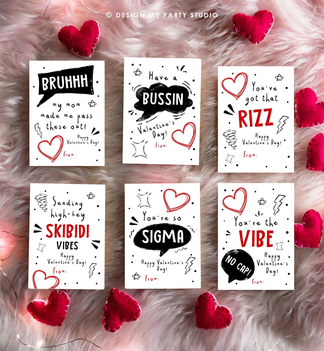 Printable Funny Valentine's Day Cards Slang Kids Valentine Classroom ...