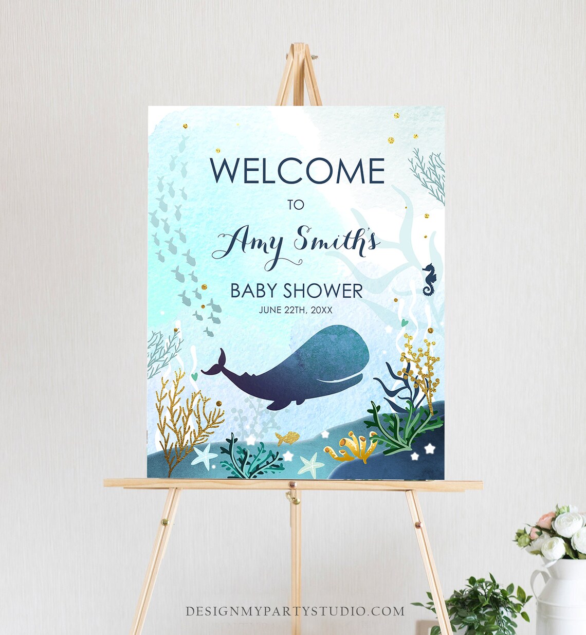 Editable Whale Welcome Sign Baby Shower Birthday Party - Etsy