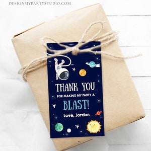 Editable Space Astronaut Favor Tags Space Birthday Thank You Tags Label ...