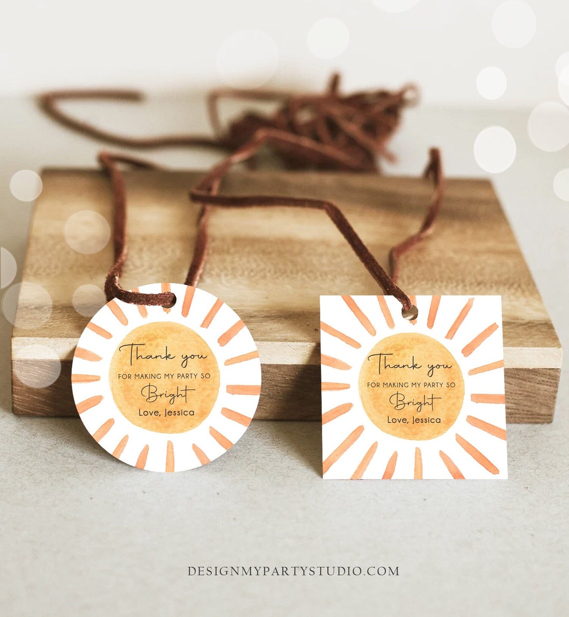 Editable Sunshine Favor Tags Little Sunshine Birthday Thank You Sticker ...