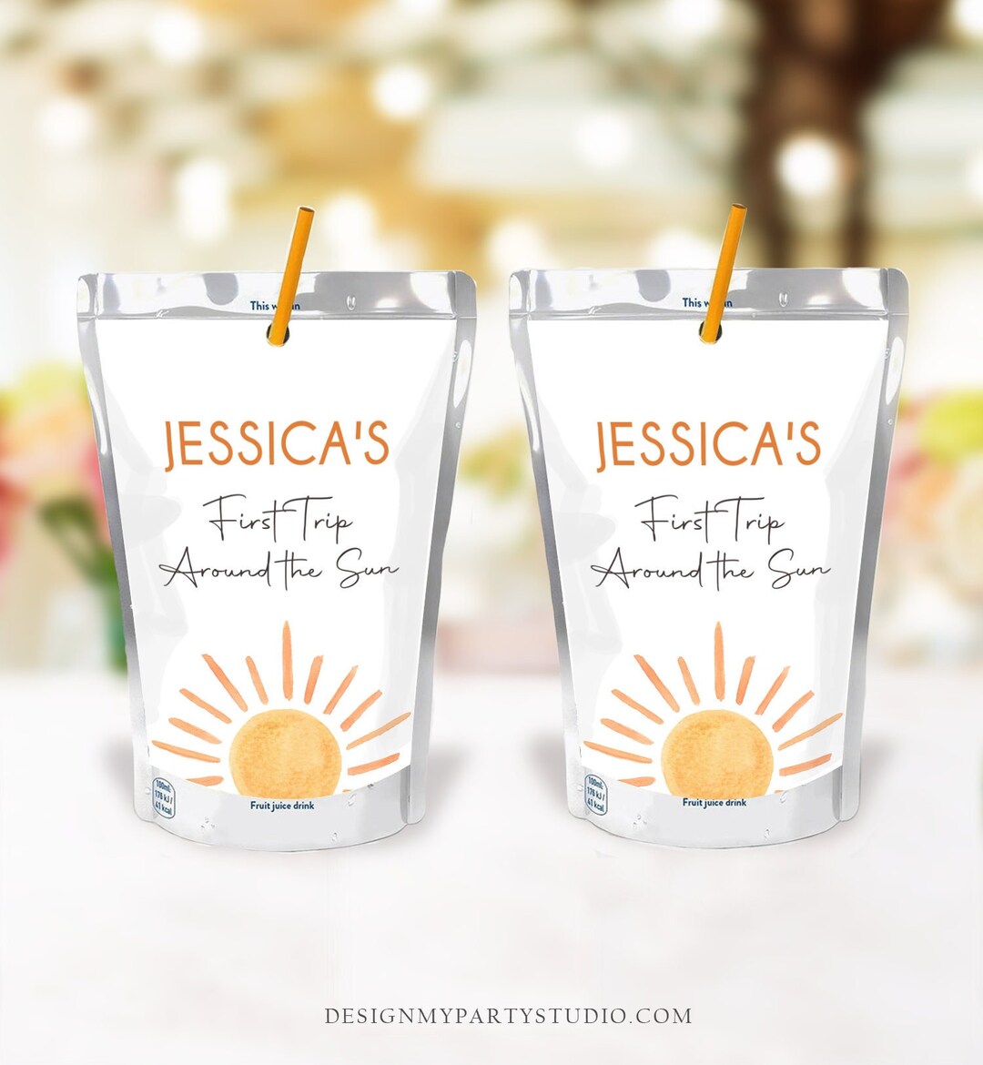 Editable Sunshine Capri Sun Labels Juice Pouch Labels Watercolor ...