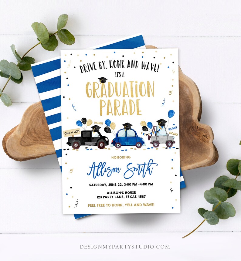 Editable Drive by Graduation Parade Invitation Virtual Party | Etsy