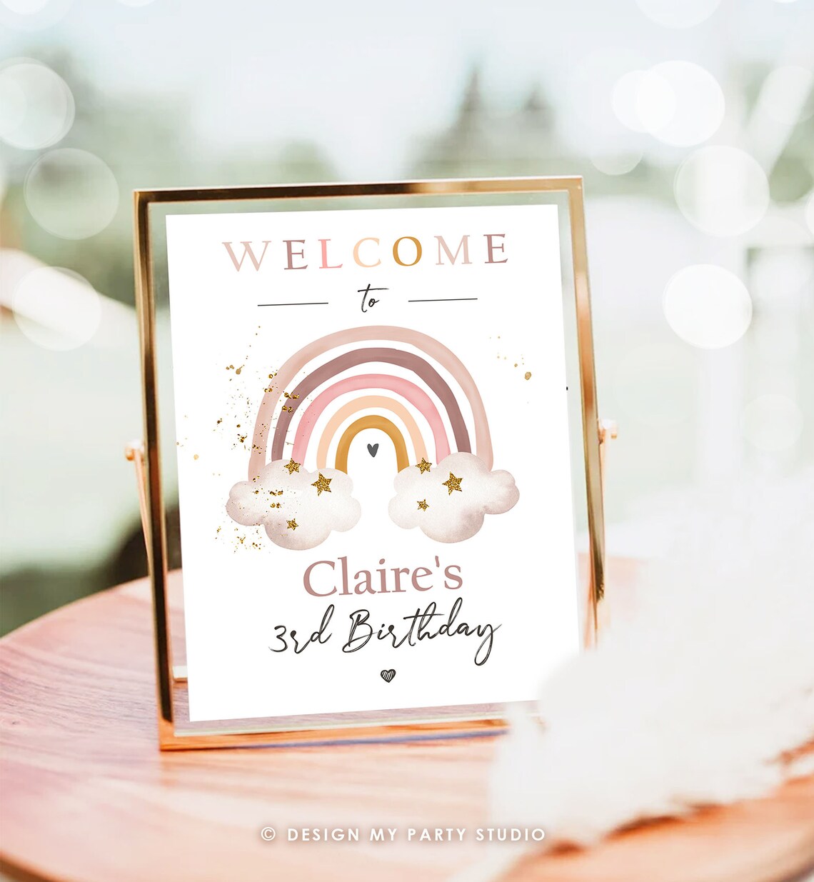 Editable Rainbow Welcome Sign Rainbow Birthday Modern Earth Tones Boho ...