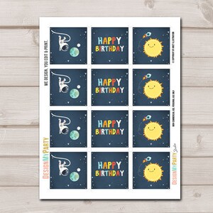 Outer Space Cupcake Toppers Favor Tags Space Birthday Decoration ...