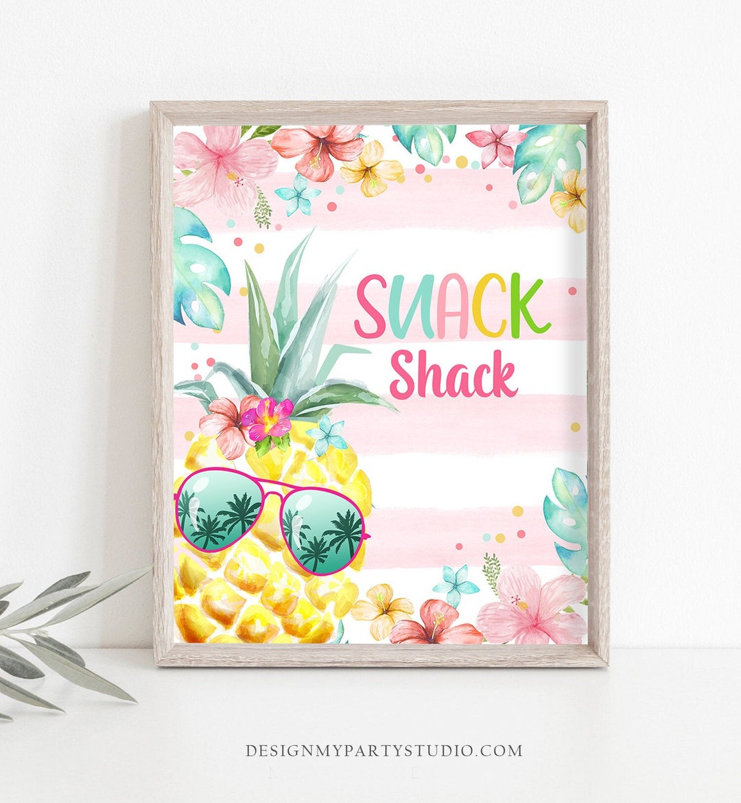 Snack Shack Sign Pineapple Birthday Sign Luau Party Sign Dessert Table ...