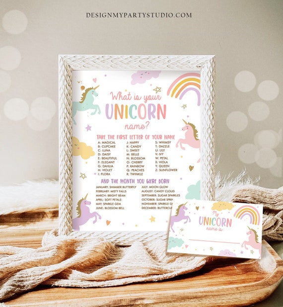 What Is your Unicorn Name Game Unicorn Birthday Game Party Activity ...