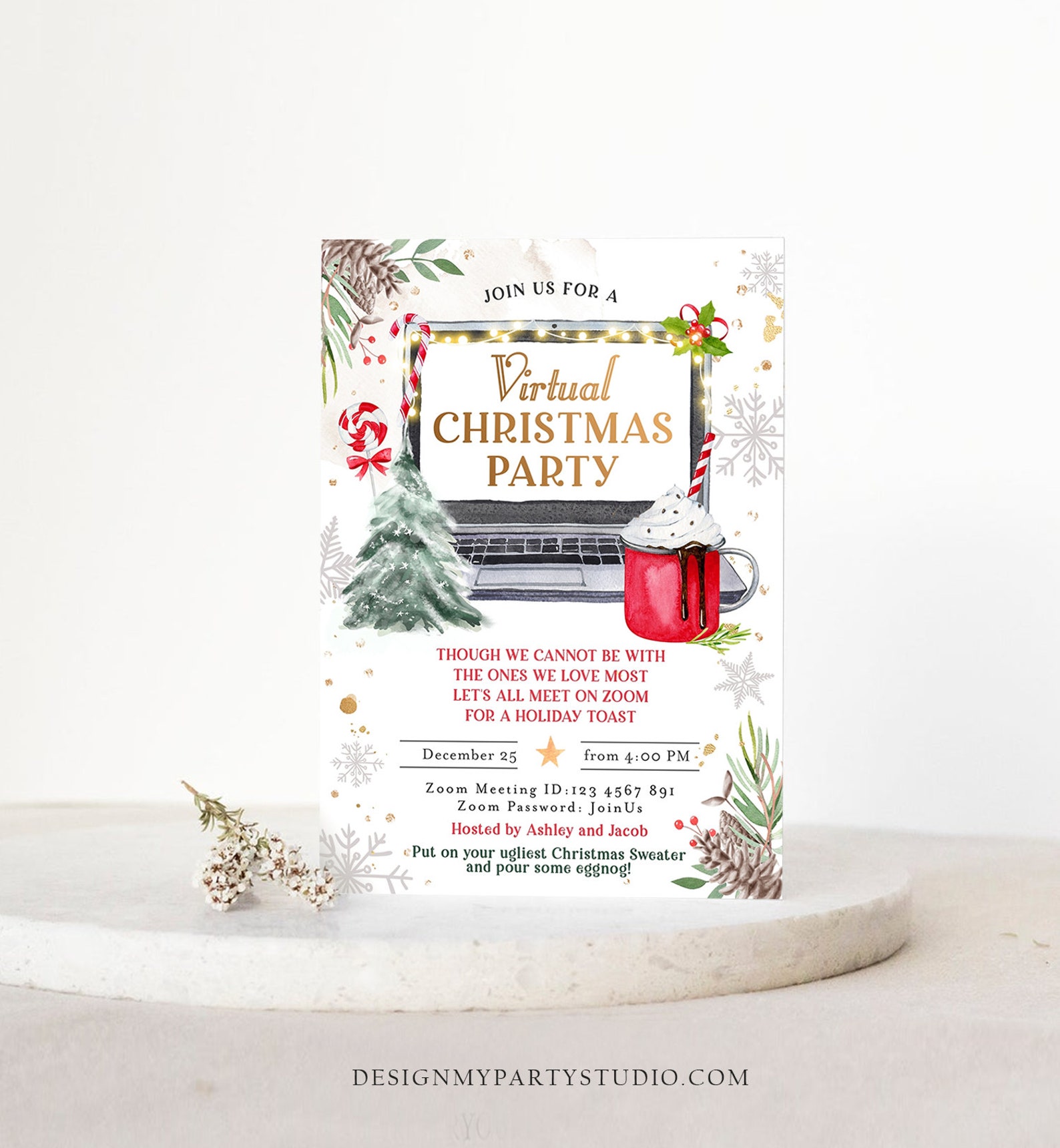 Editable Virtual Christmas Party Invitation Christmas Toast - Etsy