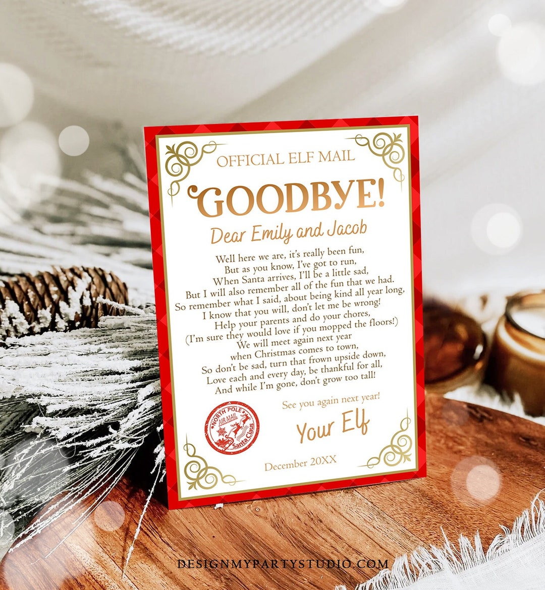 Editable Elf Goodbye Letter Departure Letter Christmas Farewell From ...