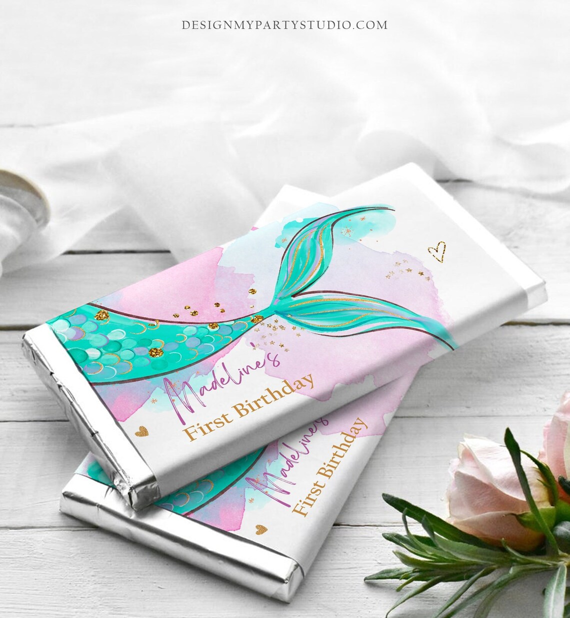 Editable Mermaid Chocolate Bar Wrapper Candy Bar Label Mermaid - Etsy