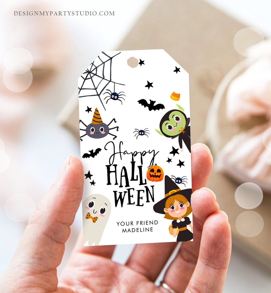 Editable Happy Halloween Gift Tags Trick or Treat Favor Tags Ghost ...