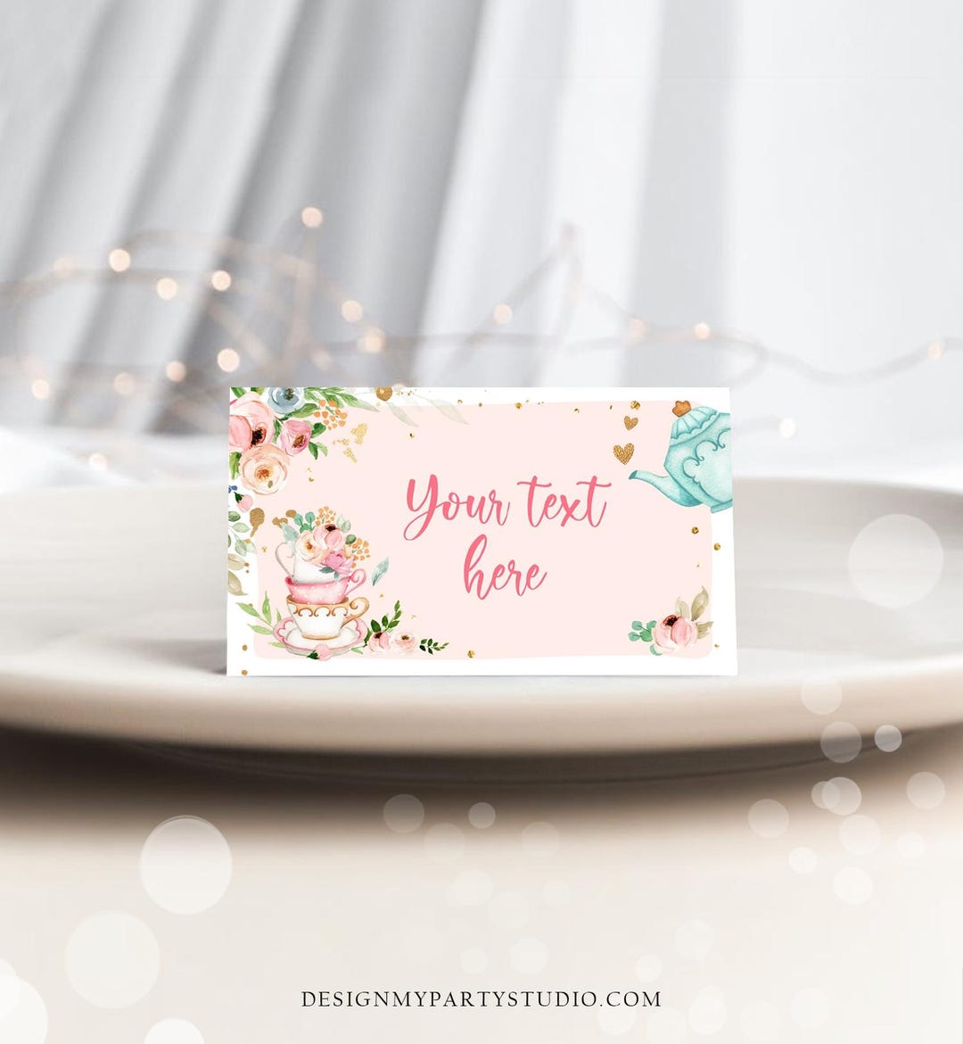Editable Tea Party Food Label Tea Place Card Tent Card Insert Par-tea ...