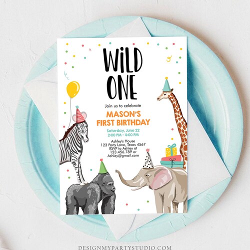 Editable Zoo Safari Animals Birthday Party Invitation Party - Etsy