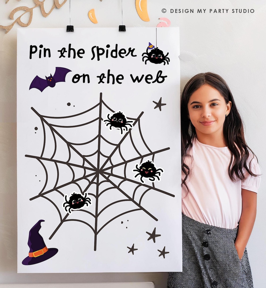 Pin the Spider on the Web Halloween Game Spooky Birthday Game Costume ...