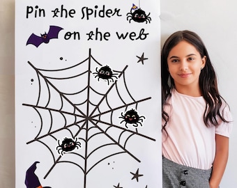 Pin the Spider on the Web Party Game | Colorful Printable | Instant ...