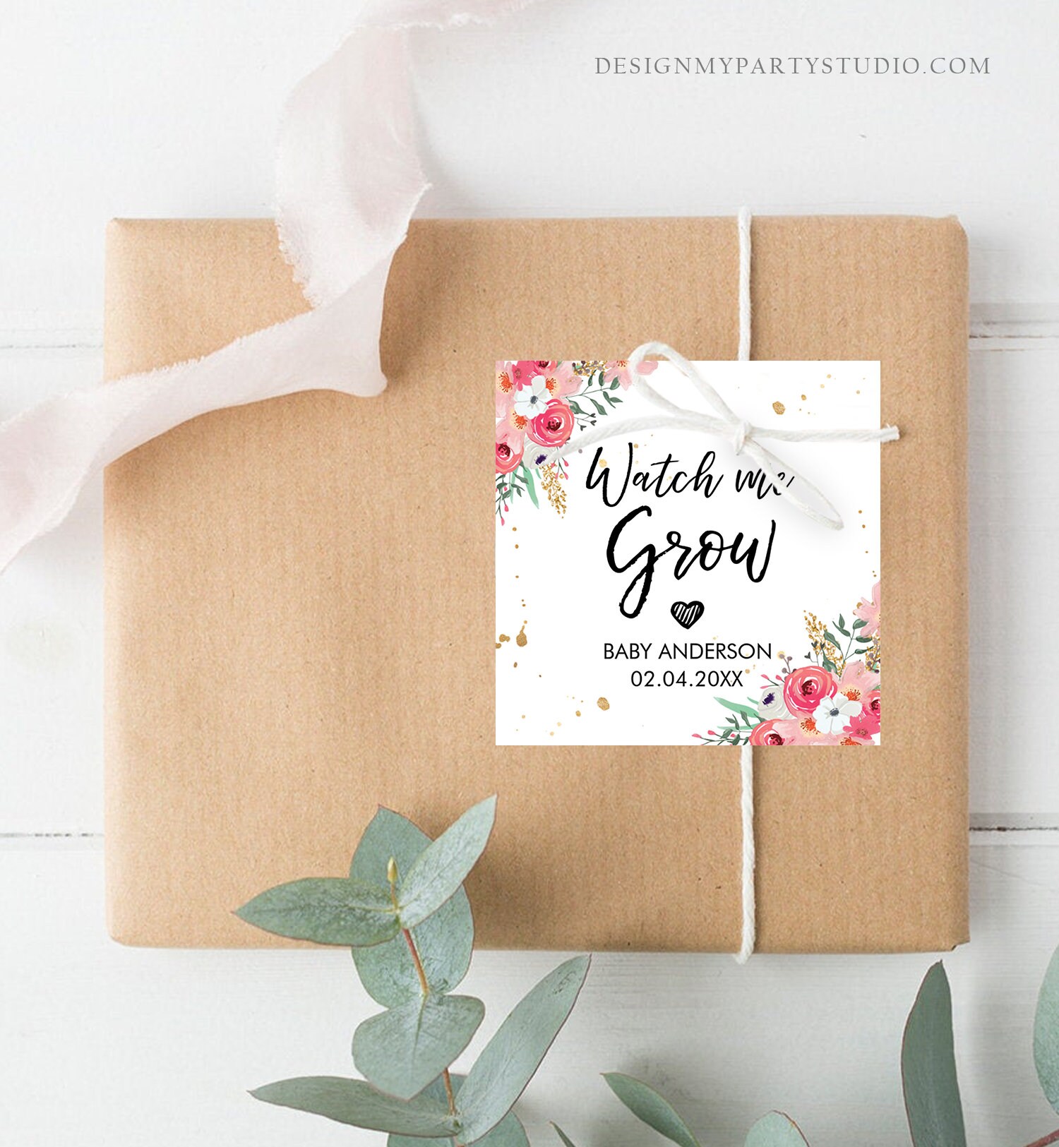 Editable Watch Me Grow Tags Baby Shower Favor Tags Plant Tags Cactus ...
