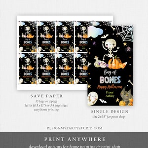 Editable Halloween Gift Tag Skeleton Gift Tags Trick or Treat Halloween ...