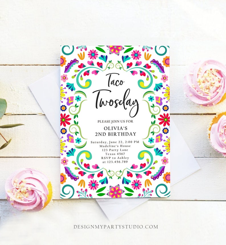 Editable Taco Twosday Fiesta Birthday Invitation Second Birthday 2nd ...