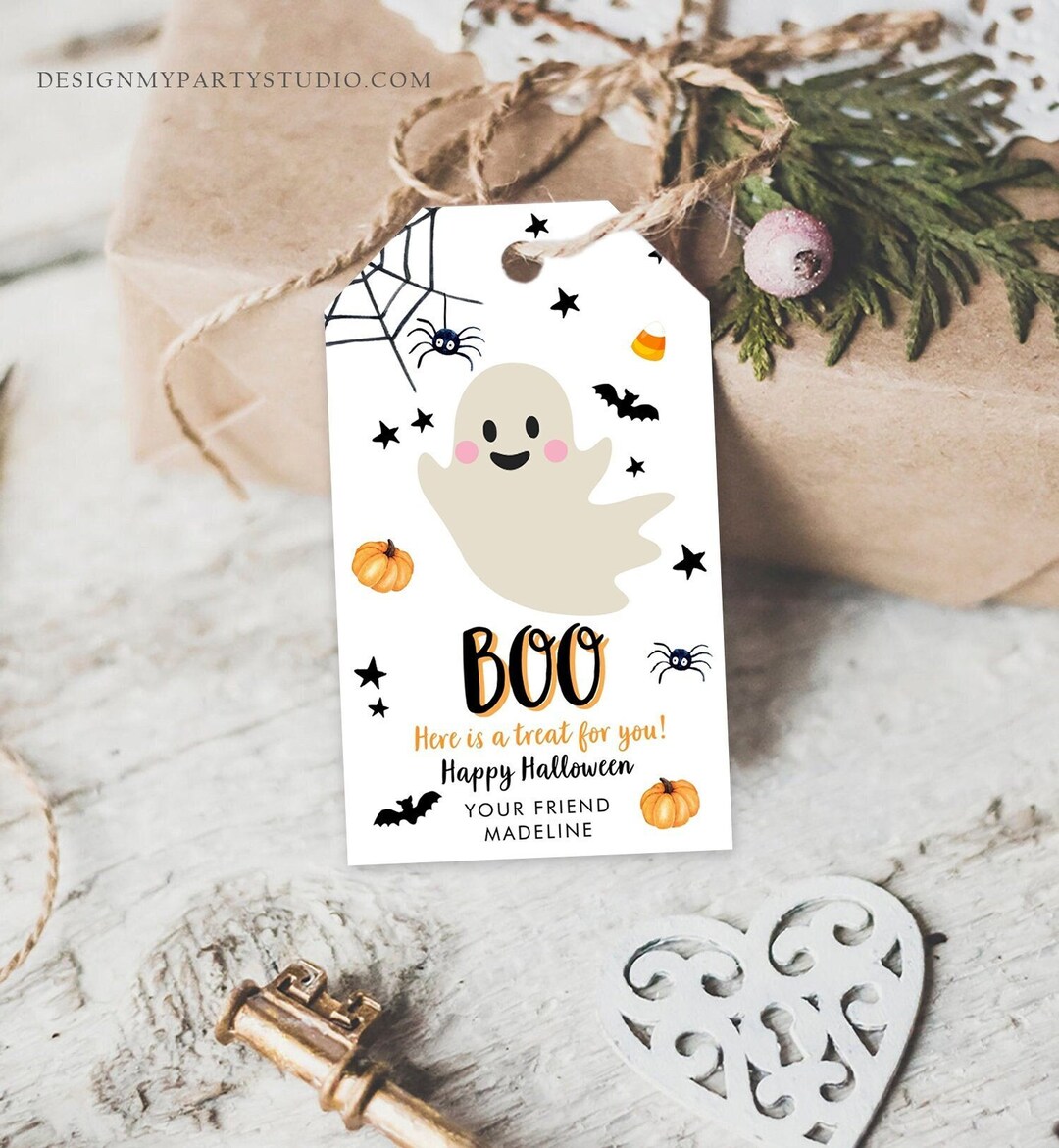 Editable Halloween Favor Tags Boo Gift Tag Costume Party Trick or Treat ...