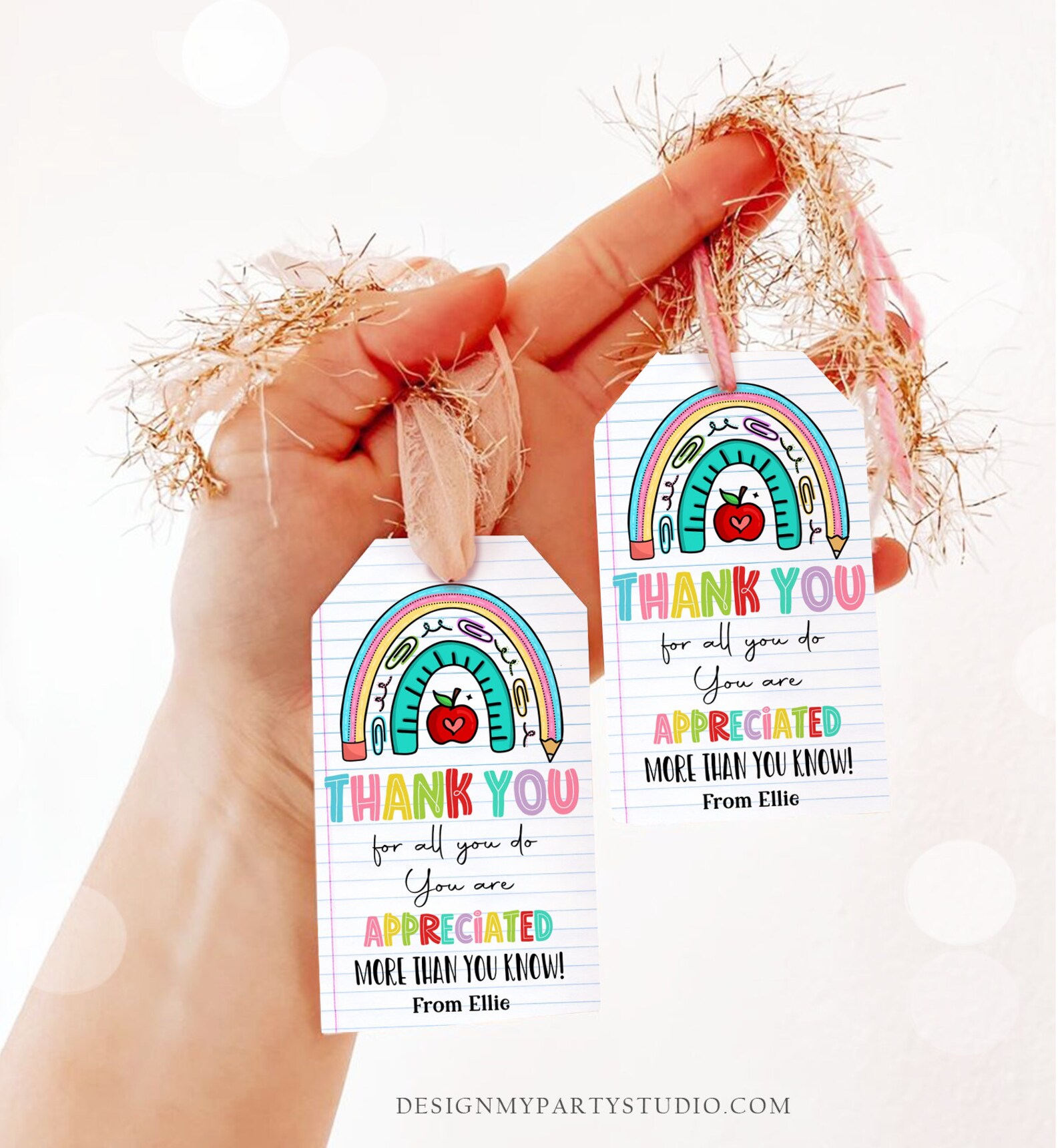 Editable Teacher Appreciation Tags Teacher Tag Thank You Gift Tag End ...