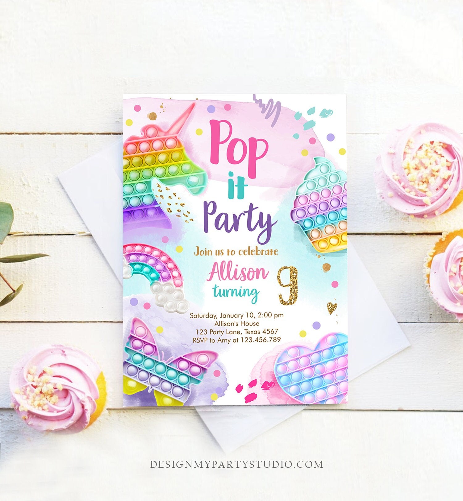 Editable Pop It Birthday Party Invitation Fidget Toy Girl Kids | Etsy