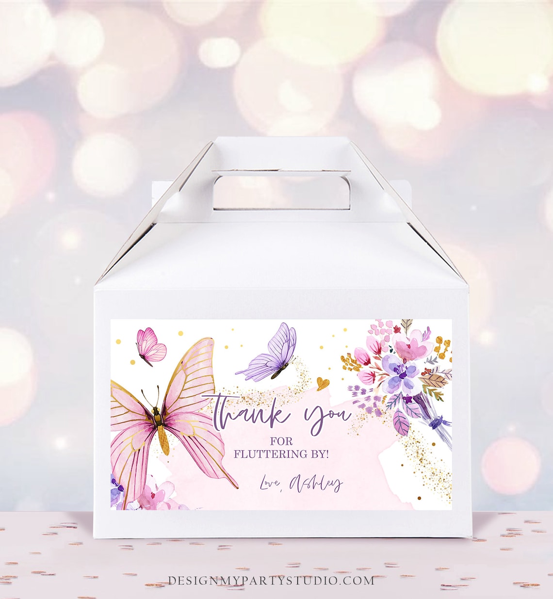 Editable Butterfly Gable Gift Box Label Butterfly Birthday - Etsy