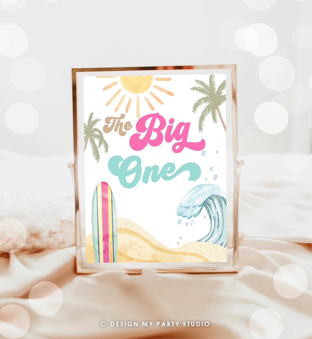 The Big One Sign Surf Birthday Party Retro the Big One Wave Beach Party ...